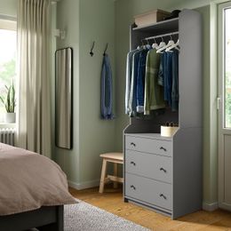 IKEA HAUGA Kleiderschr., offen mit 3 Schubl