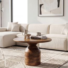 FineBuy Couchtisch Massivholz Sofatisch 60cm rund Beistelltisch Design Wohnzimmertisch