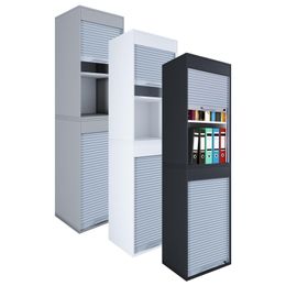 Vcm B&uuml;roschrank Aktenschrank mit Rollladen Ma&szlig;e ca. H. 186 x B. 50 x T. 40 cm &ndash; Aktos XL
