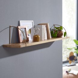 KADIMA DESIGN Wandregal TEVERE: Industrie-Stil, Mango Massivholz/Eisen, 100x25x22 cm, verschiedene Farben.