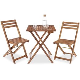 TecTake&reg; Bistroset, klappbar, f&uuml;r 2 Personen, vormontiert, massives Akazienholz