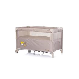 Chipolino Reisebett Relax 2 Ebenen, Vorderseite absenkbar, Seiteneingang, Tasche beige braun