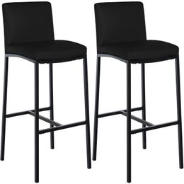 CLP Barhocker 2er Set mit Lehne Freeport, Barst&uuml;hle gepolstert, moderne Tresenst&uuml;hle mit Metallgestellen matt-schwarz und Fu&szlig;ablagen
