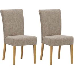 4-Fu&szlig;stuhl Home Affaire "Queen Polsterstuhl", beige (castor 9163, eichefarben), B:47cm H:93cm T:64cm, Massivholz, Spanplatte, St&uuml;hle, verschiedene Bez&uuml;ge, Gestell Massivholz