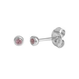 Paar Ohrstecker Firetti "Schmuck Geschenk Silber 925 Ohrschmuck", bunt (silberfarben, rosa, rosa), Ohrringe, M&auml;dchen, 3mm, Silber 925 (Sterlingsilber), mit Zirkonia (synth.)