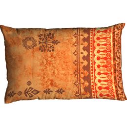 Kissenbezug CASATEX "Indi", orange (terrakotta), B:40cm L:80cm, Biber, Obermaterial: 100% Baumwolle, Kissenbez&uuml;ge, Kissenbezug, Kissenbezug mit Ornamenten, passend zur Bettw&auml;sche in Qualit&auml;t Biber