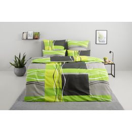Bettw&auml;sche OTTO HOME "Kelian", gr&uuml;n (gr&uuml;n, grau), B/L: 200cm x 200cm, 1 Stk., 2 Stk., Linon, B/L: 80cm x 80cm & 80cm x 80cm, 3, Linon, Obermaterial: 100% Baumwolle, Bettw&auml;sche, Bettw&auml;sche, in verschiedenen Qualit&auml;ten, gemusterte Bettw&auml;sche