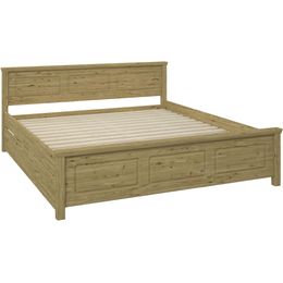 Massivholzbett OTTO HOME "ERIKK', Made in Europe, optional mit Schublade, Massivholz Kiefer", kiefer, B:190cm H:85,8cm L:213cm, Betten, Massivholzbett, in mehreren Gr&ouml;&szlig;en, Landhausstil mit Kassettenoptik