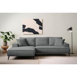 Ecksofa OTTO HOME "TVINNU", grau (dunkelgrau), B:275cm H:83cm T:173cm, Sofas, Ecksofa, wahlweise Recamiere rechts/links, schwarze F&uuml;&szlig;e, bequemer Sitzkomfort