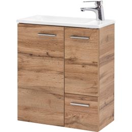 Waschtisch Schildmeyer "Matteo, Waschtisch, Made in Germany, B: 50 cm", braun (wotaneichefarben), B:50cm H:60cm T:25cm, Waschtische, Waschtisch, Solide Verarbeitung - Dieses Produkt ist in Deutschland gefertigt