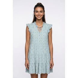 V&eacute;ro Moda VERO MODA Damen Minikleid "VMALBA SS SHORT TIE DRESS WVN NOOS"snow wei&szlig; aop:blau brooke, Gr. M, bedruckt, Web, Obermaterial: 100% Viskose, Kleider,