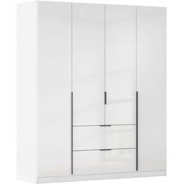 Dreht&uuml;renschrank OTTO HOME "Kleiderschrank Schrank Garderobe AGORDO mit Dekor- oder Hochglanzfront", wei&szlig; (alpinwei&szlig;, hochglanz wei&szlig;), Schr&auml;nke, B/H/T: 181cm x 210cm x 54cm, Griffe Graumetallic, Holzwerkstoff, Dreht&uuml;renschrank, mit Au&szlig;enschubk&auml;sten, Serie in 7 Breiten und 2 H&ouml;hen MADE IN GERMANY, B:181cm H:210cm T:54cm