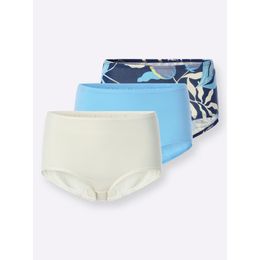 Taillenslip, Damen, Gr. 48, 1 Stk., dunkelblau, bedruckt, aqua, champagner, 95% Baumwolle, 5% Elasthan, Unterhosen Taillenslip