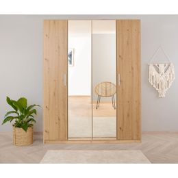 Kleiderschrank OTTO HOME "Mehrzweckschrank Aktenschrank M&ouml;bel Mietswohnung Schlafzimmer KOLUNA", braun (eiche artisan), B:181cm H:229cm T:54cm, Holzwerkstoff, Schr&auml;nke, Kleiderschrank, mit Spiegel, inkl. 2 Innenschubladen sowie extra B&ouml;den MADE IN GERMANY