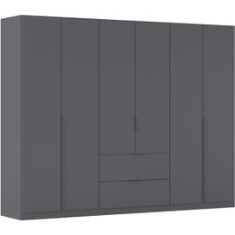 Dreht&uuml;renschrank OTTO HOME "Kleiderschrank Schrank Garderobe AGORDO mit Dekor- oder Hochglanzfront", grau (graumetallic), B:271cm H:210cm T:54cm, Holzwerkstoff, Schr&auml;nke, Dreht&uuml;renschrank, mit Au&szlig;enschubk&auml;sten, Serie in 7 Breiten und 2 H&ouml;hen MADE IN GERMANY