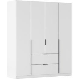 Dreht&uuml;renschrank OTTO HOME "Kleiderschrank Schrank Garderobe AGORDO mit Dekor- oder Hochglanzfront", wei&szlig; (alpinwei&szlig;), Schr&auml;nke, B/H/T: 181cm x 210cm x 54cm, Griffe Graumetallic, Holzwerkstoff, Dreht&uuml;renschrank, mit Au&szlig;enschubk&auml;sten, Serie in 7 Breiten und 2 H&ouml;hen MADE IN GERMANY, B:181cm H:210cm T:54cm