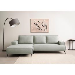 Ecksofa OTTO HOME "TVINNU", gr&uuml;n (hellgr&uuml;n), B:275cm H:83cm T:173cm, Sofas, Ecksofa, wahlweise Recamiere rechts/links, schwarze F&uuml;&szlig;e, bequemer Sitzkomfort