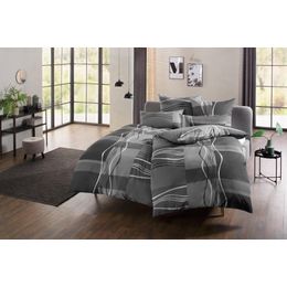 Bettw&auml;sche OTTO HOME "Kelian", grau (anthrazit, grau), B/L: 135cm x 200cm, 1 Stk., 1 Stk., Polycotton recycelt, B/L: 80cm x 80cm, 2 Stk., Polycotton recycelt, Obermaterial: 50% Baumwolle, 50% Polyester, Bettw&auml;sche, Bettw&auml;sche, in verschiedenen Qualit&auml;ten, gemusterte Bettw&auml;sche