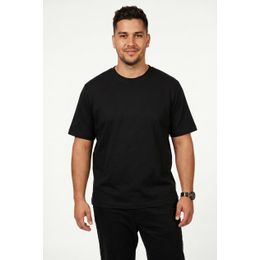Jack & Jones PlusSize T-Shirt "JCOFUSION BADGE TEE SS CREW NECK PLS", Jungen, Gr. 5XL, schwarz, Jersey, Obermaterial: 58% Polyester, 42% Baumwolle, JACK & JONES PLUSSIZE, unifarben, regular fit normal, Rundhals, Shirts T-Shirt