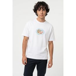 Jack & Jones T-Shirt JACK & JONES "JORCASSIS GRAPHIC TEE SS CREW NECK", Jungen, Gr. L, wei&szlig; (hellwei&szlig;), Jersey, Obermaterial: 100% Baumwolle, bedruckt, regular fit normal, Rundhals, gerader Abschluss, Shirts T-Shirt, mit Print