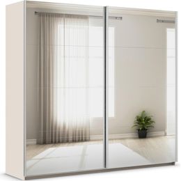 Kleiderschrank OTTO HOME "Mehrzweckschrank Aktenschrank M&ouml;bel Mietswohnung Schlafzimmer ASTANA", beige (beige (champagner)), B:218cm H:210cm T:59cm, Holzwerkstoff, Schr&auml;nke, Kleiderschrank, gro&szlig;fl&auml;chige Spiegelfront Metallgriffleisten alufarbig MADE IN GERMANY