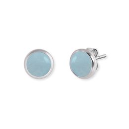 Paar Ohrstecker Engelsrufer "POWERFUL STONE BLAUER ACHAT", bunt (silberfarben, blau, blau), Ohrringe, Damen, 10mm, Silber 925 (Sterlingsilber), mit Achat