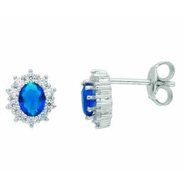 Adelia&acute;s Paar Ohrh&auml;nger ADELIA&acute;S "Ohrstecker Ohrringe 925 Silber mit Zirkonia", blau (silber), Ohrringe, Damen, Damen, Silber 925 (Sterlingsilber), Silberohrringe