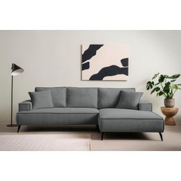 Ecksofa OTTO HOME "TVINNU", grau (dunkelgrau), B:275cm H:83cm T:173cm, Sofas, Ecksofa, wahlweise Recamiere rechts/links, schwarze F&uuml;&szlig;e, bequemer Sitzkomfort