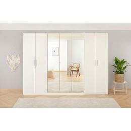 Kleiderschrank OTTO HOME "Mehrzweckschrank Aktenschrank M&ouml;bel Mietswohnung Schlafzimmer KOLUNA", wei&szlig; (alpinwei&szlig;), B:315cm H:210cm T:54cm, Holzwerkstoff, Schr&auml;nke, Kleiderschrank, mit Spiegel, inkl. 2 Innenschubladen sowie extra B&ouml;den MADE IN GERMANY