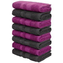 Handt&uuml;cher OTTO HOME "Vanessa, 8 Handt&uuml;cher, 50x100cm, in Standard- und Premium-Qualit&auml;t", beere anthrazit, B:50cm L:100cm, Walkfrottee, Obermaterial: 100% Baumwolle, Handt&uuml;cher, Handt&uuml;cher mit Bord&uuml;re, 100% Baumwolle, einfarbig, weich