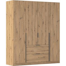 Dreht&uuml;renschrank OTTO HOME "Kleiderschrank Schrank Garderobe AGORDO mit Dekor- oder Hochglanzfront", braun (eiche artisan), Schr&auml;nke, B/H/T: 181cm x 229cm x 54cm, Griffe Graumetallic, Holzwerkstoff, Dreht&uuml;renschrank, mit Au&szlig;enschubk&auml;sten, Serie in 7 Breiten und 2 H&ouml;hen MADE IN GERMANY, B:181cm H:229cm T:54cm