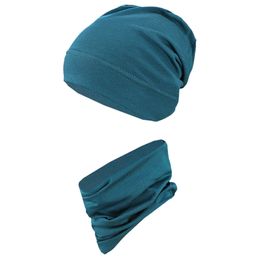 Beanie TUPTAM "M&uuml;tze Jungen Beanie M&uuml;tze und Schlauchschal 2er Set", Jungen, Gr. 52, gr&uuml;n (petrolgr&uuml;n), Obermaterial: 95% Baumwolle CO. 5% Elasthan EL., M&uuml;tzen Beanie