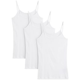 Shirttop bonprix, Damen, Gr. 40/42 (M), wei&szlig; (wei&szlig;, wei&szlig;, wei&szlig;), Jersey, Obermaterial: 100% Baumwolle, tailliert, Tops Shirttop, taillierte Passform, ohne &Auml;rmel, aus leichtem Baumwollmaterial
