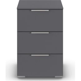 Nachtkommode OTTO HOME "Nachttisch Nachtschrank Schubladen Sideboard Schubladenkommode ASTANA", grau (graumetallic), B:40cm H:61cm T:42cm, Holzwerkstoff, Sideboards, mit 3 ger&auml;umigen Schubladen, Kantengriff in Alufarben MADE IN GERMANY