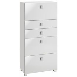 Midischrank Schildmeyer "Quadra", wei&szlig; (wei&szlig; glanz, wei&szlig; glanz), B:65cm H:133,5cm T:34,5cm, Schr&auml;nke, Midischrank, Solide Verarbeitung - Dieses Produkt ist in Deutschland gefertigt