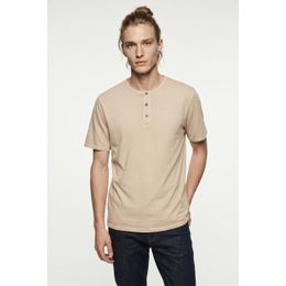 Jack & Jones T-Shirt JACK & JONES "JPRBLUAMAN SS HENLEY TEE SMU", Jungen, Gr. M, humus, Jersey, Obermaterial: 100% Baumwolle, unifarben, regular fit normal, Rundhals, Shirts T-Shirt