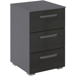 Nachtkommode OTTO HOME "Nachttisch Nachtschrank Schubladen Sideboard Schubladenkommode OTELI", schwarz-wei&szlig; (graumetallic, hochglanz effektgrau), B:40cm H:61cm T:42cm, Holzwerkstoff, Sideboards, mit 3 ger&auml;umigen Schubladen f&uuml;r viel Stauraum MADE IN GERMANY