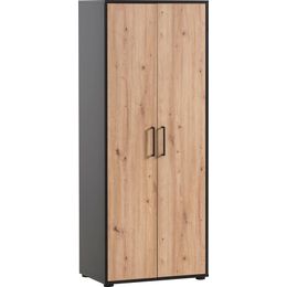 Aktenschrank Welltime "Aino, Hochschrank, Made in Germany, B: 65,1 cm", schwarz (schwarzmatt, artisan eichefarben), B:65,1cm H:163,6cm T:41cm, FSC-zertifizierter Holzwerkstoff, Schr&auml;nke, Solide Verarbeitung - Dieses Produkt ist in Deutschland gefertigt