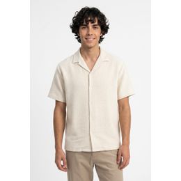 Jack & Jones Kurzarmhemd JACK & JONES "JORMONTAUK CROCHET SHIRT SS SA26", Herren, Gr. M, N-Gr, antique wei&szlig;, Web, Obermaterial: 60% Polyester, 40% Baumwolle, gemustert, relaxed fit normal, Hemden