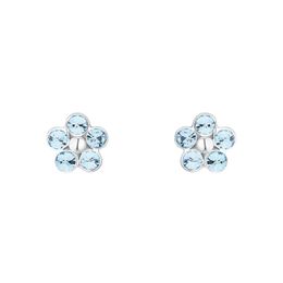 Paar Ohrstecker Amor "Blumen", bunt (silberfarben, blau, blau), Ohrringe, M&auml;dchen, Silber 925 (Sterlingsilber), mit Kristallglas