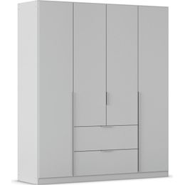 Dreht&uuml;renschrank OTTO HOME "Kleiderschrank Schrank Garderobe AGORDO mit Dekor- oder Hochglanzfront", grau (seidengrau), Schr&auml;nke, B/H/T: 181cm x 210cm x 54cm, Griffe Alufarben, Holzwerkstoff, Dreht&uuml;renschrank, mit Au&szlig;enschubk&auml;sten, Serie in 7 Breiten und 2 H&ouml;hen MADE IN GERMANY, B:181cm H:210cm T:54cm