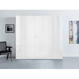 Kleiderschrank OTTO HOME "Mehrzweckschrank Aktenschrank M&ouml;bel Mietswohnung Schlafzimmer OTELI", wei&szlig; (alpinwei&szlig;, hochglanz wei&szlig;), B:226cm H:210cm T:54cm, Holzwerkstoff, Schr&auml;nke, Kleiderschrank, mit zus&auml;tzlichen Einlegeb&ouml;den, optional mit Spiegel MADE IN GERMANY