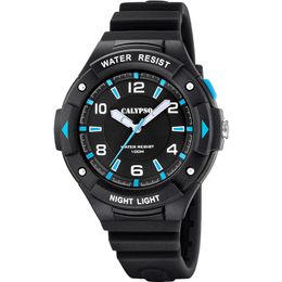 Quarzuhr Calypso Watches "Street Style", schwarz, schwarz, Armbanduhren, Herren, Quarzuhr, Armbanduhr, Herrenuhr, Silikonarmband, analog, Beleuchtung