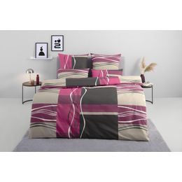 Bettw&auml;sche OTTO HOME "Kelian", lila (beere, grau), B/L: 200cm x 200cm, 1 Stk., 2 Stk., Linon, B/L: 80cm x 80cm & 80cm x 80cm, 3 Stk., Linon, Obermaterial: 100% Baumwolle, Bettw&auml;sche, Bettw&auml;sche, in verschiedenen Qualit&auml;ten, gemusterte Bettw&auml;sche