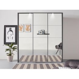 Kleiderschrank OTTO HOME "Mehrzweckschrank Aktenschrank M&ouml;bel Mietswohnung Schlafzimmer OTELI", grau (graumetallic), B:211cm H:214cm T:68cm, Holzwerkstoff, Schr&auml;nke, Kleiderschrank, inkl. Passepartout optional mit Beleuchtung MADE IN GERMANY