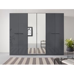 Kleiderschrank OTTO HOME "Mehrzweckschrank Aktenschrank M&ouml;bel Mietswohnung Schlafzimmer OTELI", grau (graumetallic, hochglanz effektgrau), B:271cm H:210cm T:54cm, Holzwerkstoff, Schr&auml;nke, Kleiderschrank, mit zus&auml;tzlichen Einlegeb&ouml;den, optional mit Spiegel MADE IN GERMANY