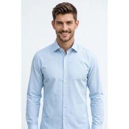 Langarmhemd OLYMP "Luxor", Herren, Gr. 43, N-Gr, bleu, Web, Obermaterial: 100% Baumwolle, normal, 2-Knopf-Manschette, Hemden, Businesshemd, modern fit, New-Kentkragen