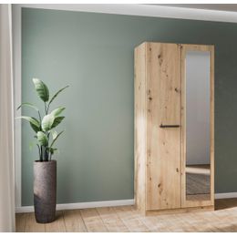 Kleiderschrank OTTO HOME "Mehrzweckschrank Aktenschrank M&ouml;bel Mietswohnung Schlafzimmer MODI", braun (eiche artisan), B:91cm H:210cm T:54cm, Holzwerkstoff, Schr&auml;nke, Kleiderschrank, in angesagten Farbkombinationen, optional mit Spiegel MADE IN GERMANY