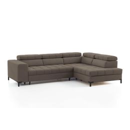 Ecksofa exxpo - SOFA FASHION "Bocco, hochwertige Verarbeitung, toller Sitzkomfort, bequem, L-Form", grau (taupe), B:276cm H:75cm T:203cm, 100% PES, Sofas, Ecksofa, wahlweise mit Bettfunktion u. Bettkasten, inkl. Kopfteilverstellung