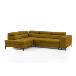 Ecksofa exxpo - SOFA FASHION "Bocco, hochwertige Verarbeitung, toller Sitzkomfort, bequem, L-Form", gelb (mustard), B:276cm H:75cm T:203cm, 100% PES, Sofas, Ecksofa, wahlweise mit Bettfunktion u. Bettkasten, inkl. Kopfteilverstellung